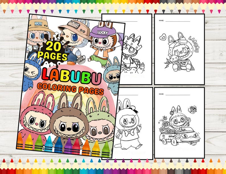 20 LABUBU Coloring Pages Printibal ,cute LABUBU Characters A4 Coloring ...