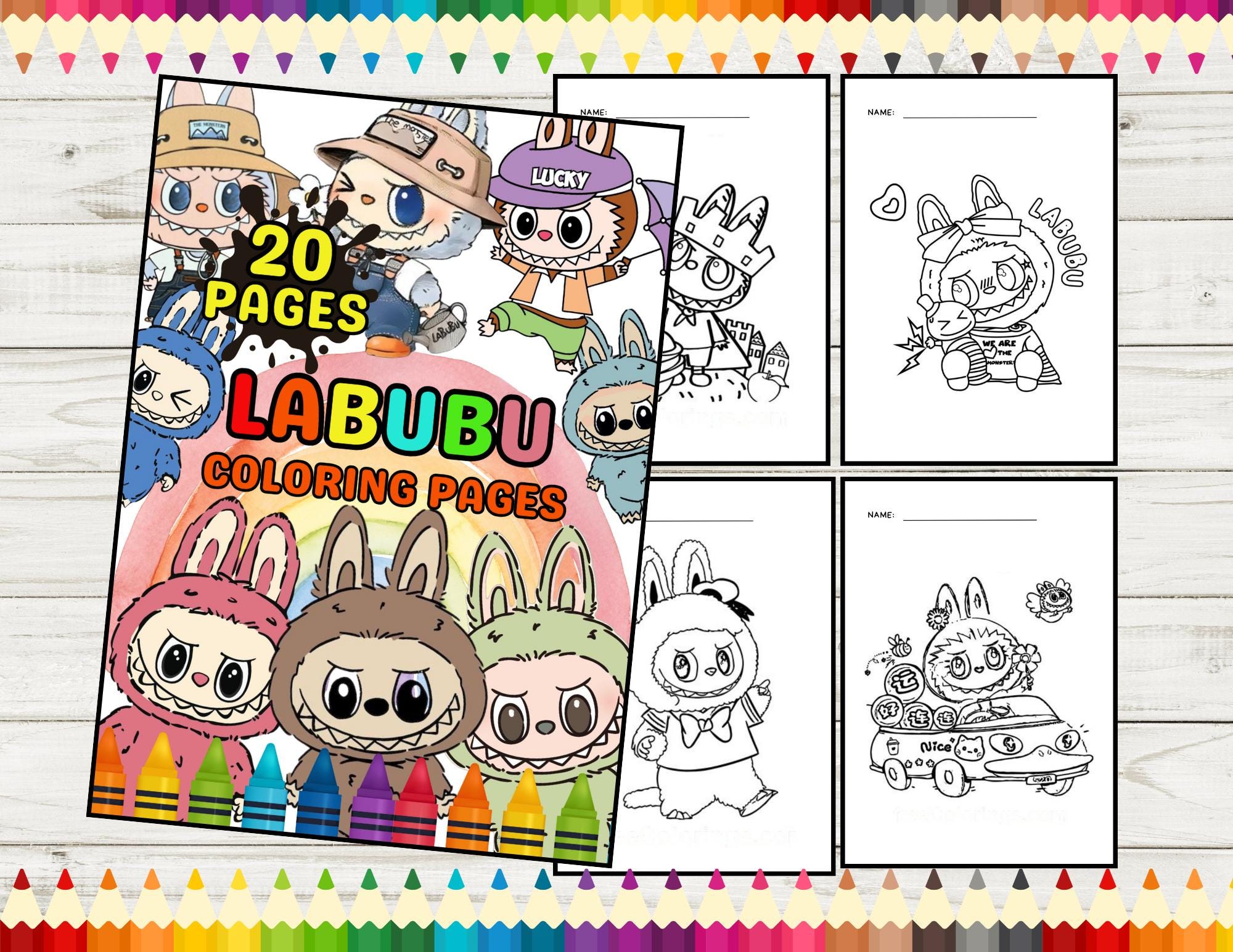 20 LABUBU Coloring Pages Printibal ,cute LABUBU Characters A4 Coloring ...