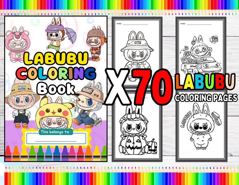 70 LABUBU Coloring Pages Printibal ,cute LABUBU Characters A4 Coloring ...