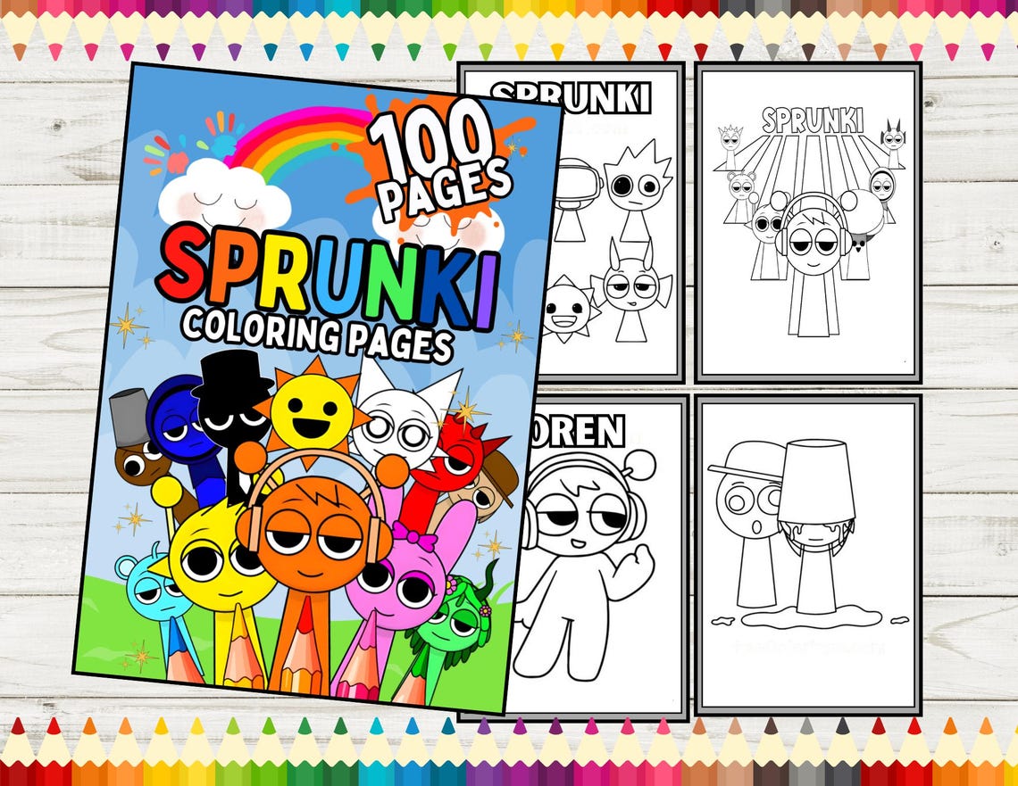 100 Sprunki Characters Printable Coloring Pages A4 Coloring Book Kids ...