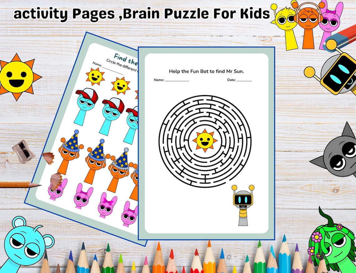 Sprunki Themed Printable Activity Book, Fun Sprunki Pages for Kids ...