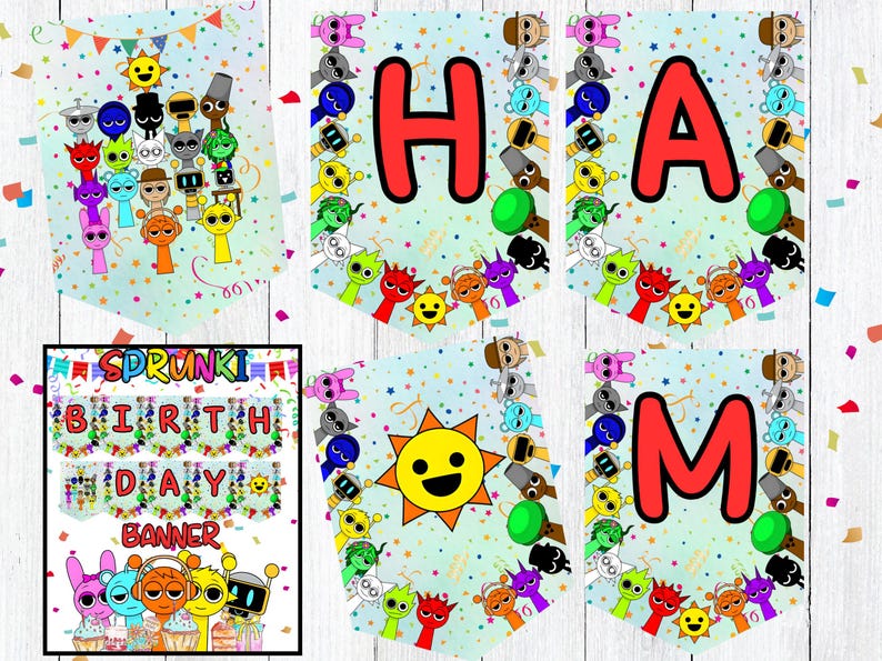 Sprunki Birthday Banner Pennant | Sprunki Birthday Party Decor |sprunki ...