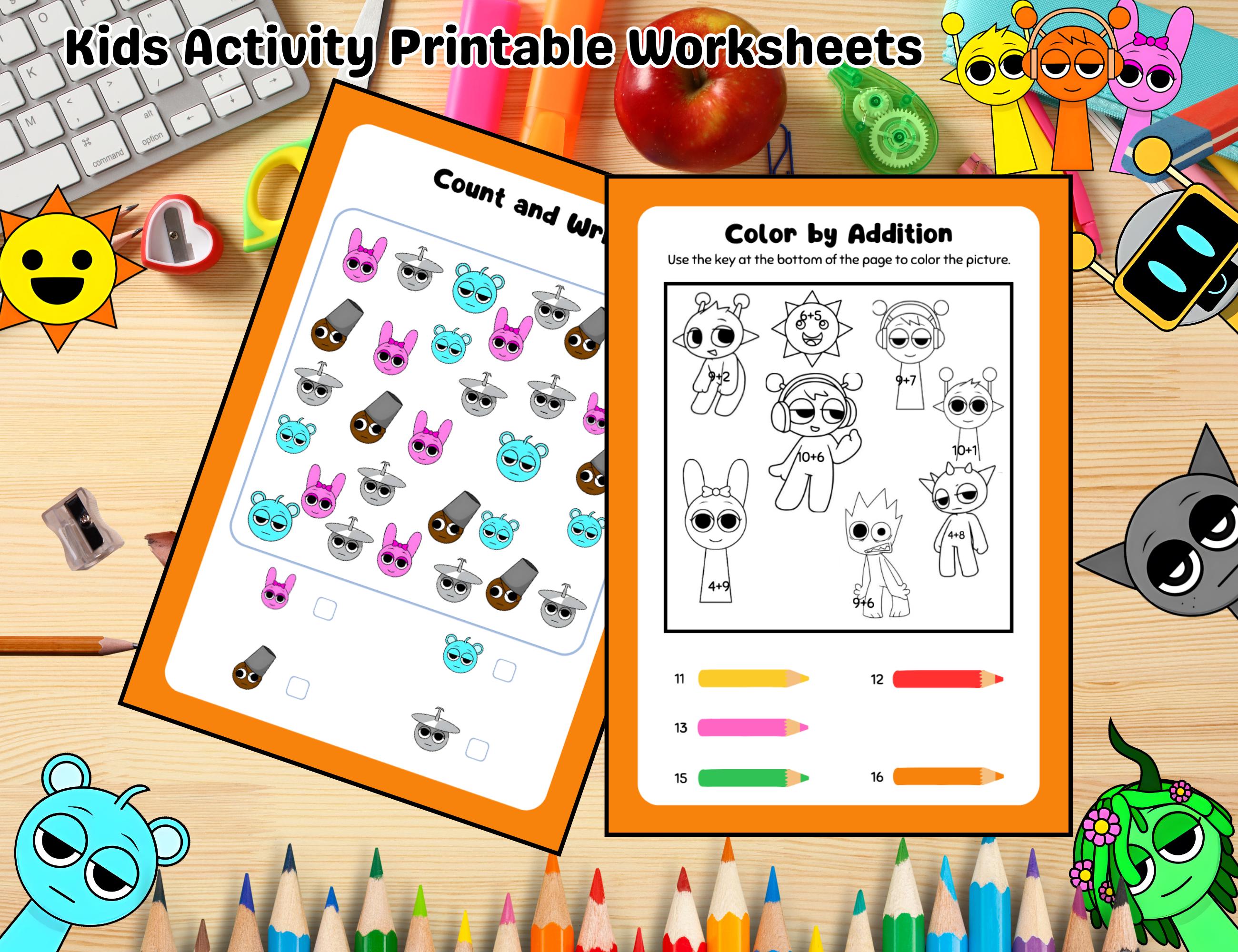 Sprunki Kids Activity 8 Pages | 8 Pages Coloring, Mazes, Puzzles ...