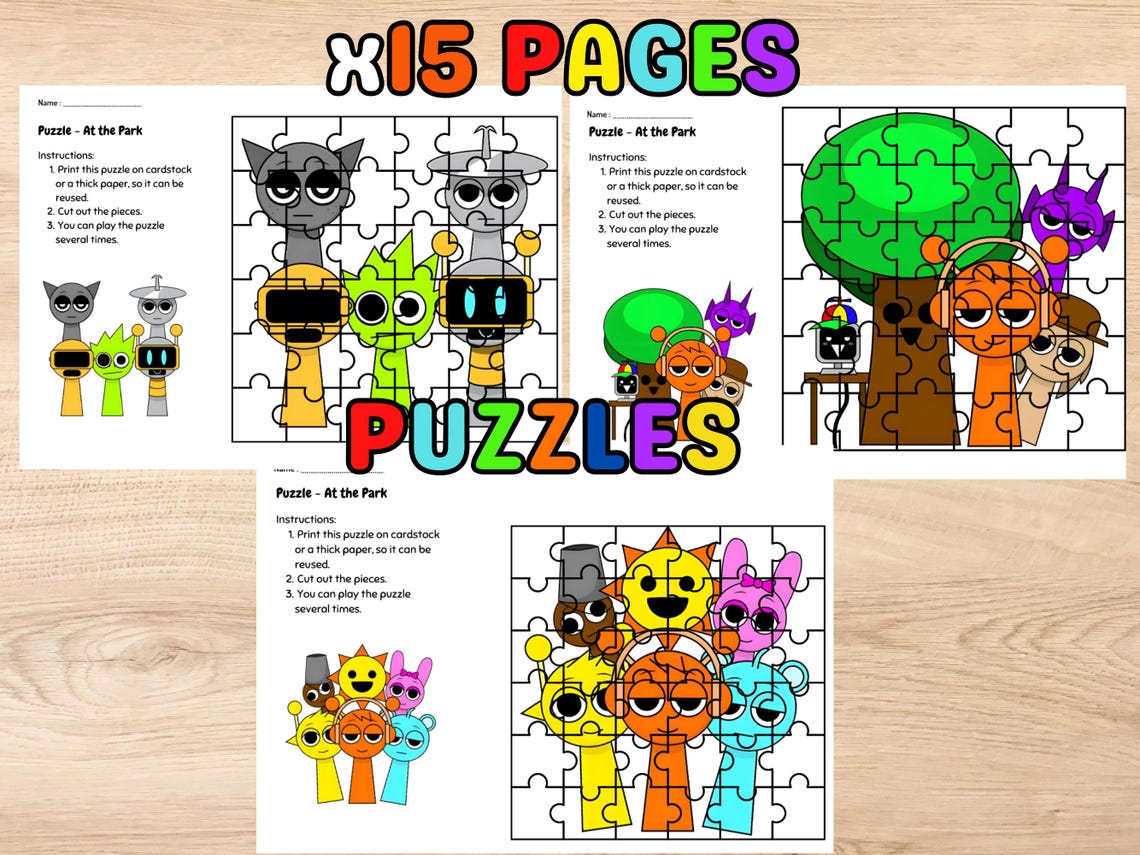 Sprunki Activity and Coloring Book for Kids 15 Pages PDF, Sprunki ...