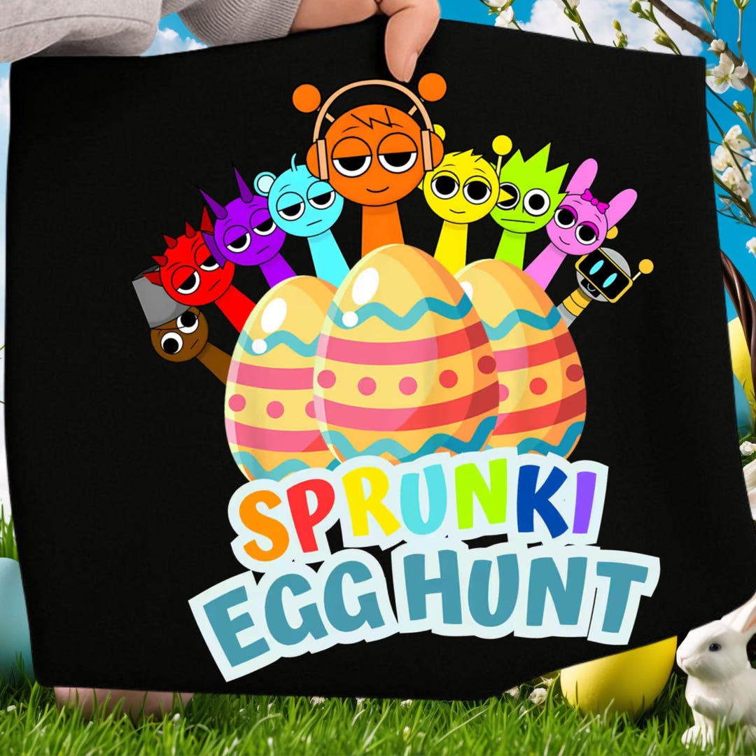 Sprunki Easter Egg Hunt PNG Shirt Design, Kids Boys Girls Easter Squad ...