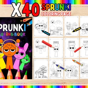 40 Sprunki Characters Printable Coloring Pages A4 Coloring Book Kids ...