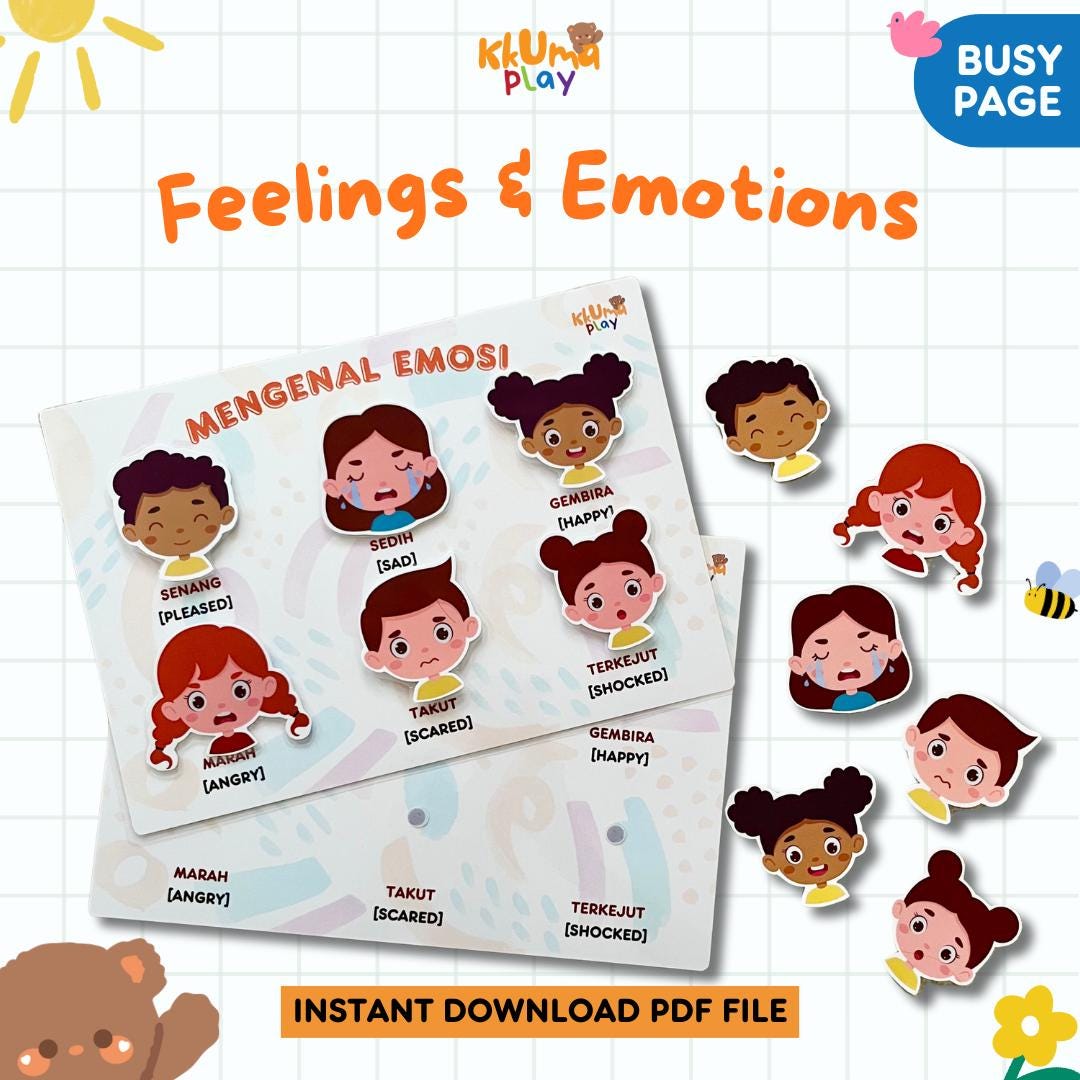 Emotions Activity, Kids Feelings Matching Game, Personalized Busy Book ...