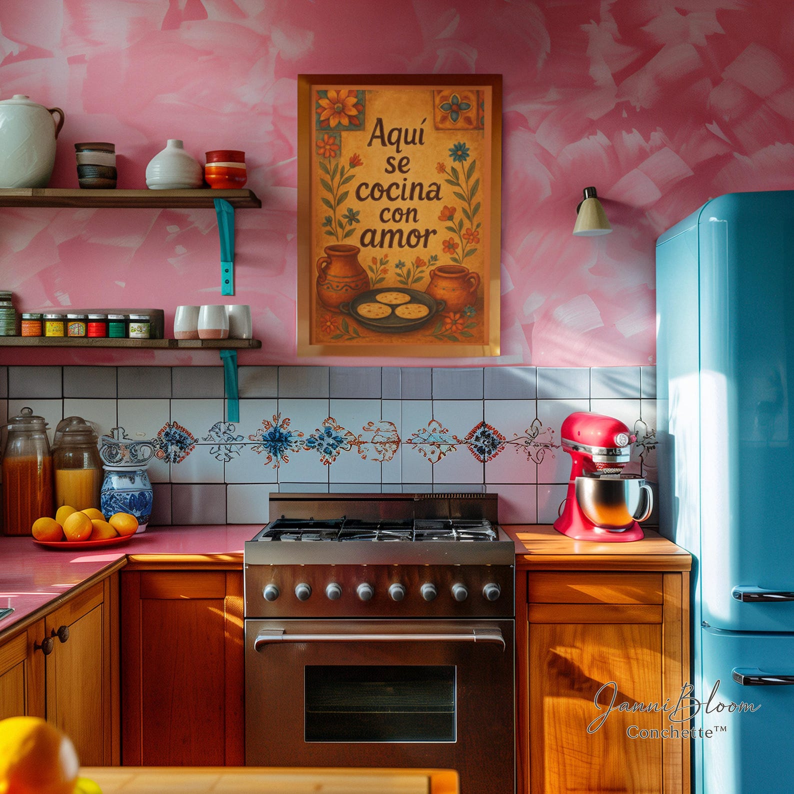 Mexican Kitchen Art: Aquí Se Cocina Con Amor Print (digital Download ...