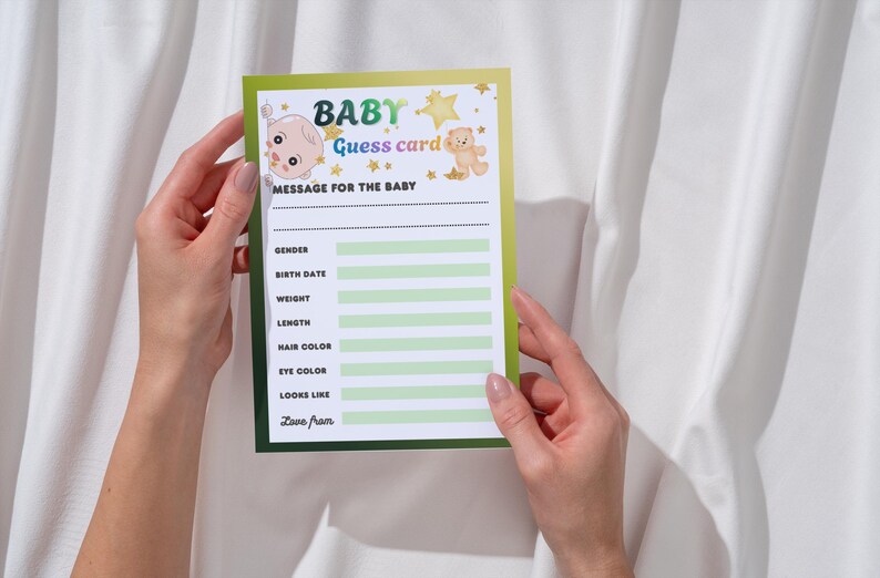 Baby Shower Guess Card Printable – Baby Predictions Game – A4 Size PDF ...