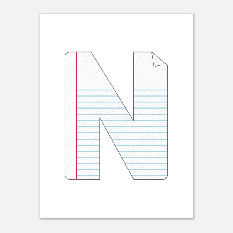 N is for Notebook Poster • Illustrated ABC Wall Art for Kids • Nursery ...