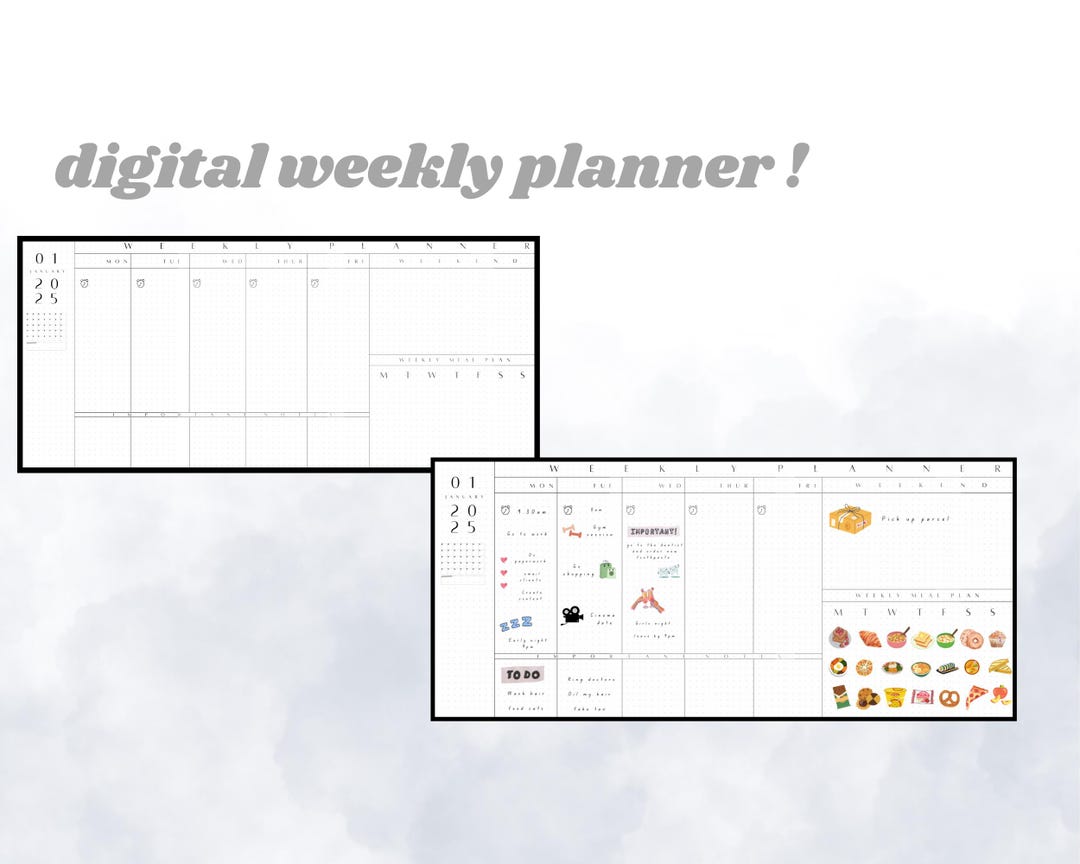 Digital Weekly Planner - Printable Planner Template for Productivity ...