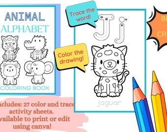 27 Digital Animal Alphabet Tracing & Coloring Pages - A to Z Printable ...