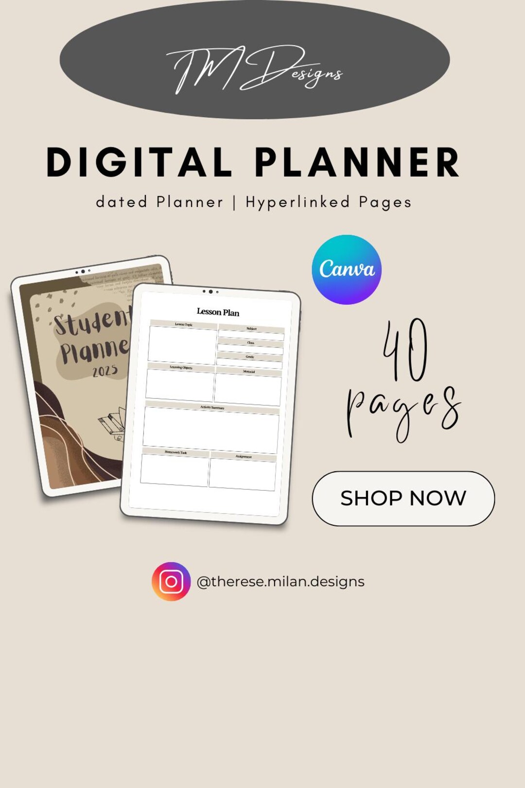 2025 Aesthetic Student Planner - 40 Editable Templates | Digital and ...