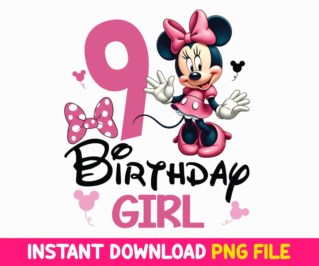 Minnie Mouse 9th Birthday Png, Clip Art Cupcake Toppers, Number Nine ...