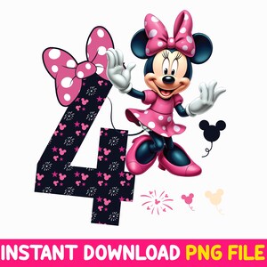 Happy 4th Birthday Girl Png, Cute Minnie Mouse Birthday Design, 4th ...