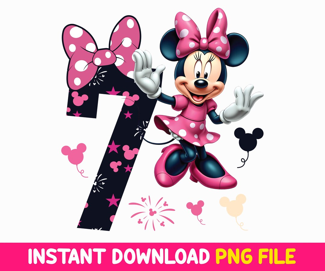 Happy 7th Birthday Girl Png, Cute Minnie Mouse Birthday Design, 7th ...