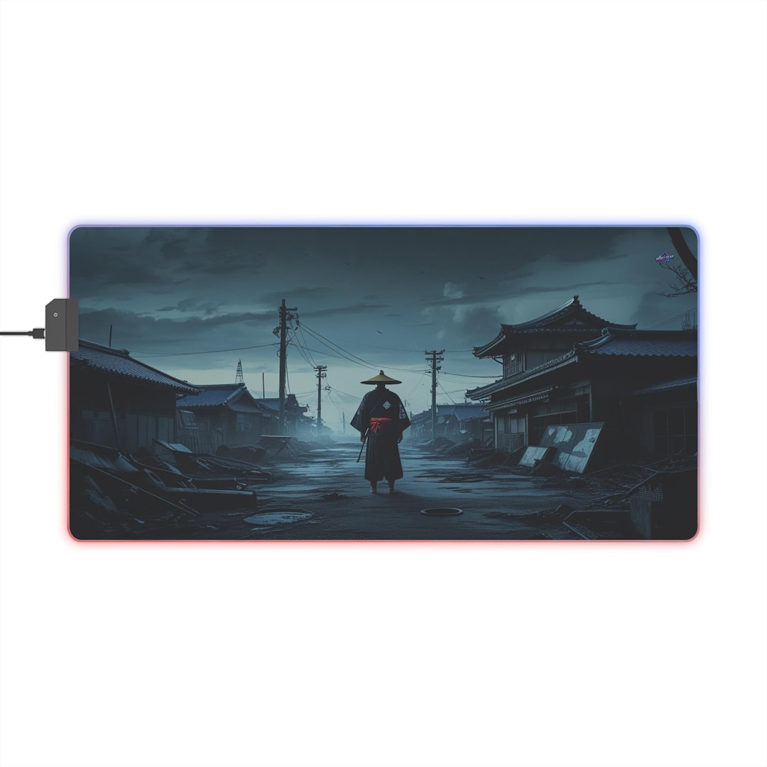 Gaming Mouse Pad, Ronin Samurai Artwork, LED Mat, Desk Decor ...