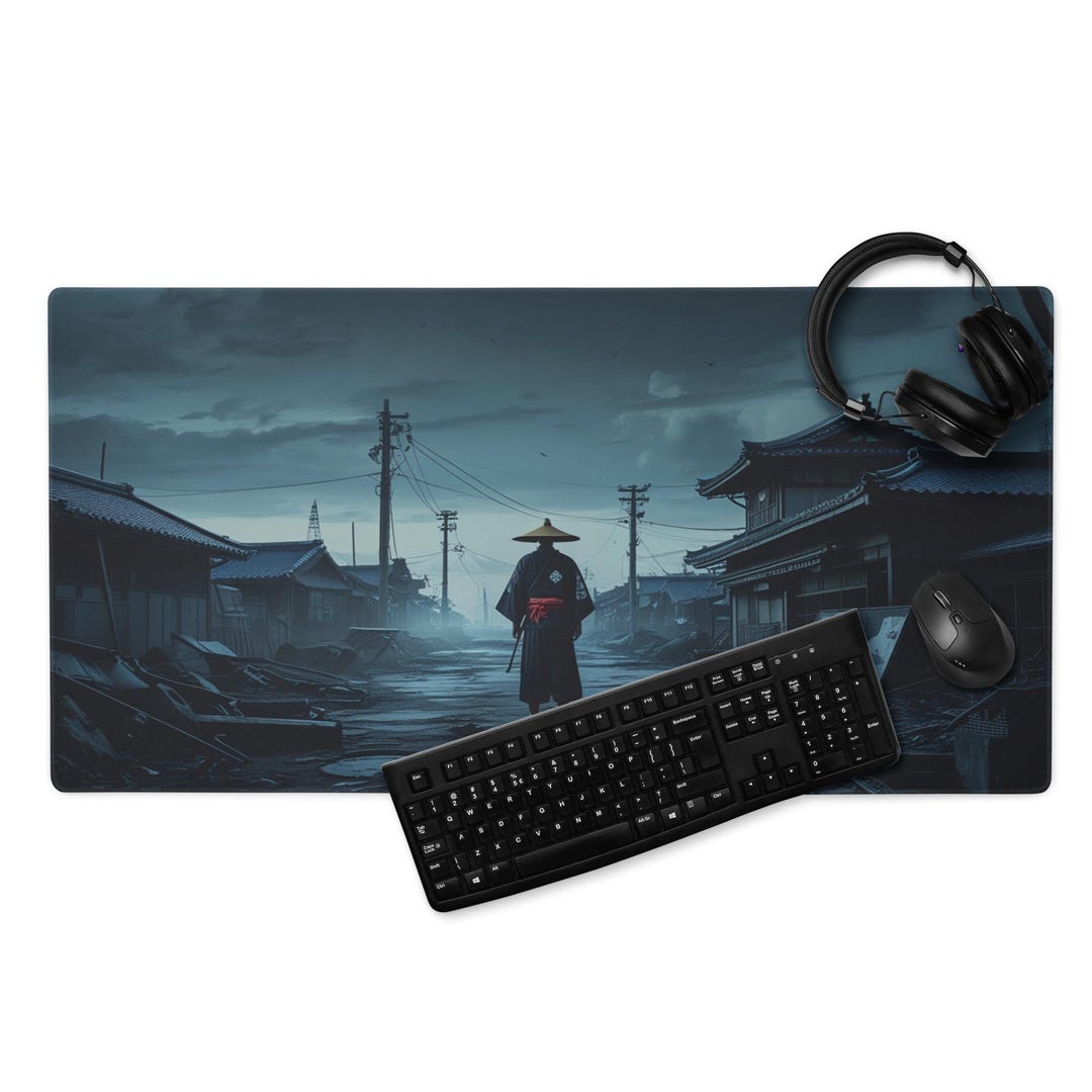 Lone Ronin Samurai Mouse Pad – Moody Abandoned Village Desk Mat, 36×18 ...