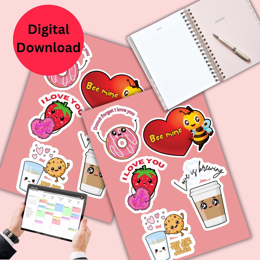 Digital Cute Lovely Stickers | Printable Stickers Sheet | Usable With ...
