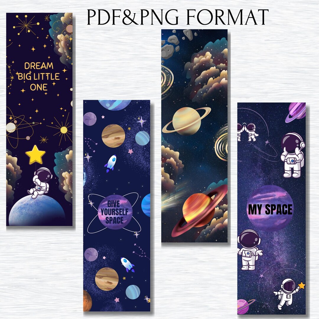Space Digital Bookmarks | 4 Astronaut Illustrations | |printable ...