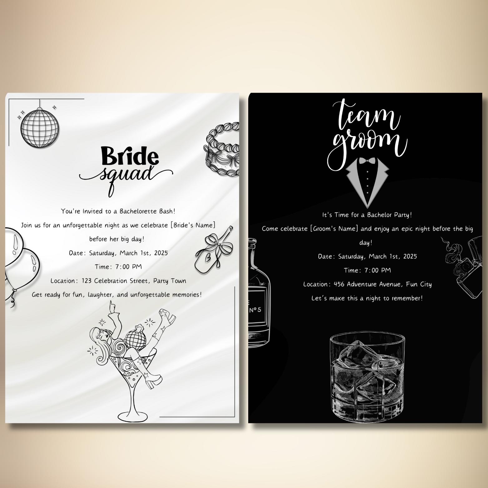Editable Bachelorette & Bachelor Party Invitations Template | Instant ...