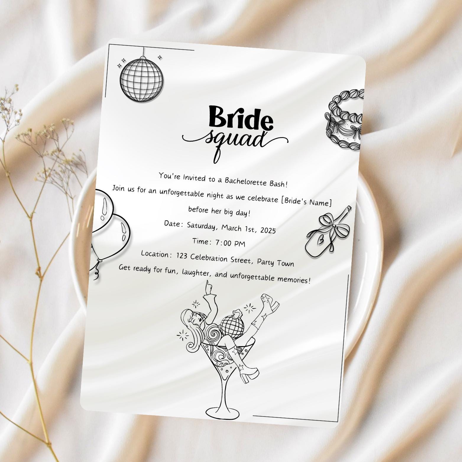 Editable Bachelorette & Bachelor Party Invitations Template | Instant ...