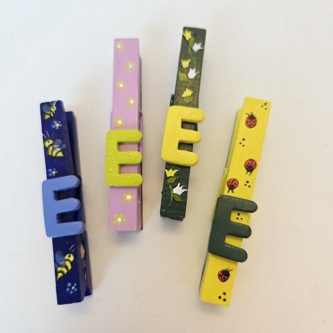 Magnet Clothespin Letter "e" Hand-painted - Etsy