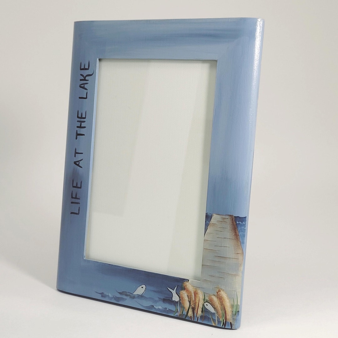 Life at the Lake” With Fish & Dock - Hand-painted Picture Frame for 4x6 ...