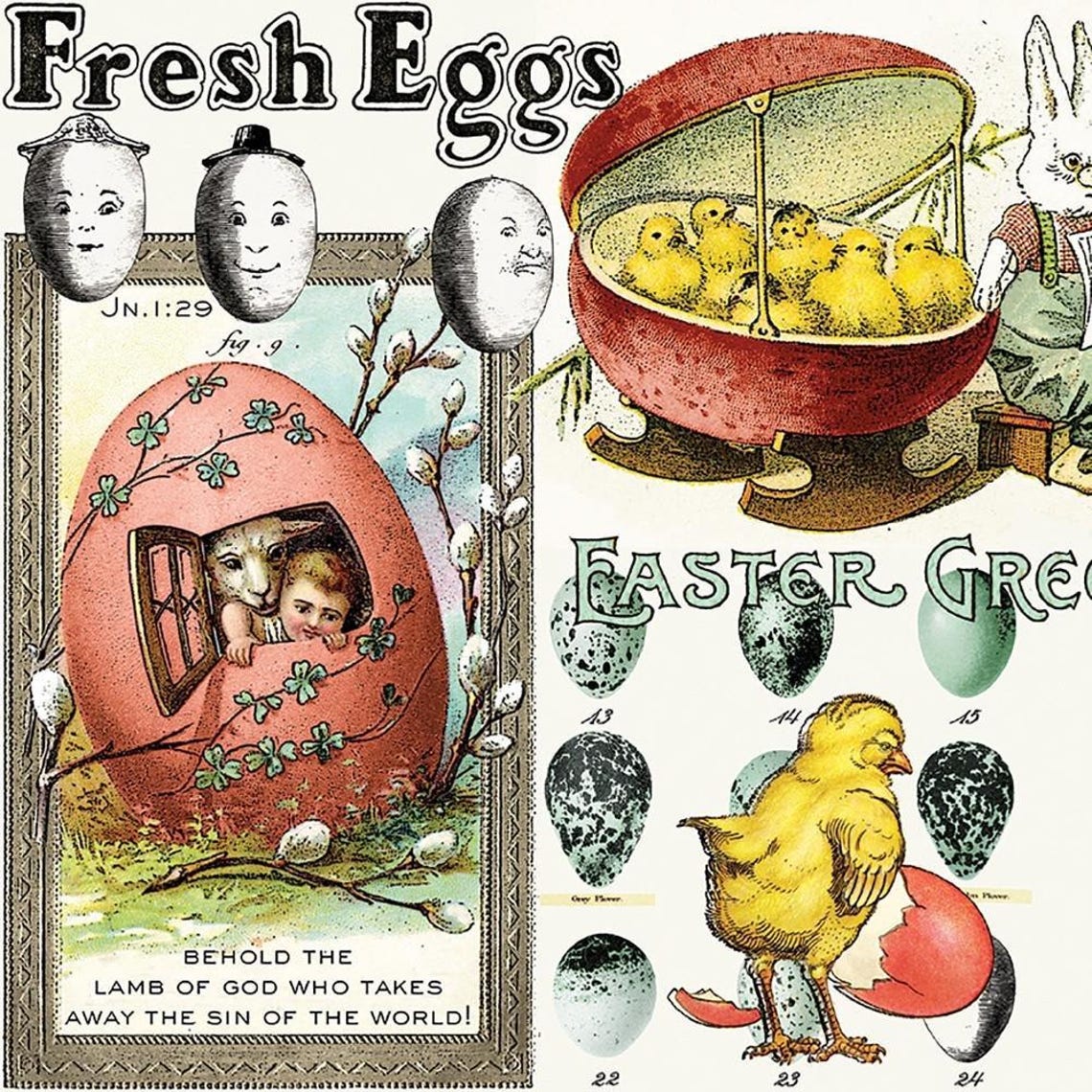 Egg Hunt Easter Egg Collage Panel, J. Wechter Frisch, Riley Blake ...