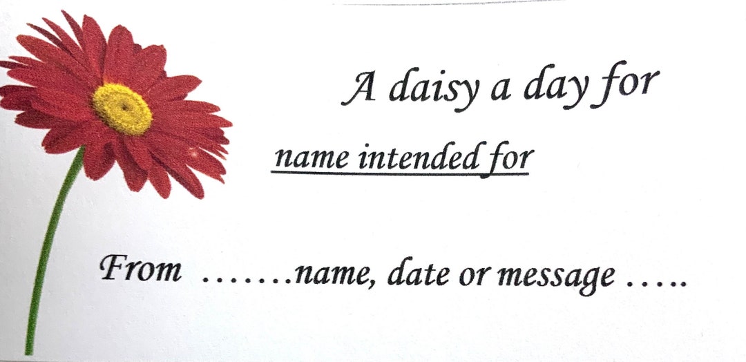 Daisy Label, 5 Flowers to Choose From, Personalization, 2 X 4”, Gift ...