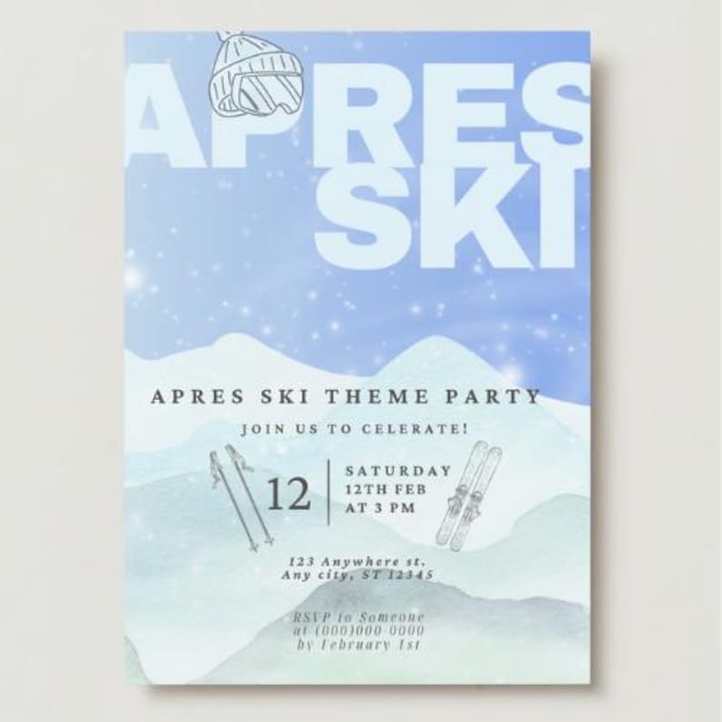 Apres Ski Themed Invitation Template - Etsy