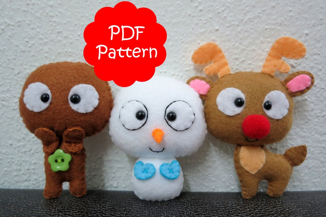 Christmas Set (gingerbread, Reindeer, Snowman) Plush PDF Pattern ...