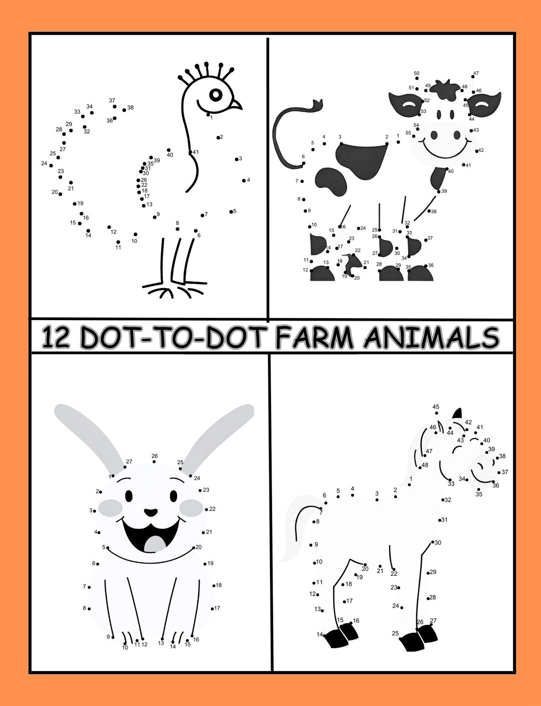 Farm Animals Dot-to-dot Printable Book – Fun & Educational Kids ...