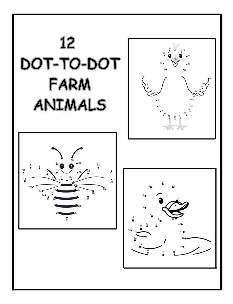 Farm Animals Dot-to-dot Printable Book – Fun & Educational Kids ...