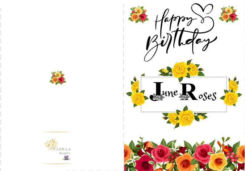 June Birth Flower Birthday Card - Digital Download - Printable Happy ...