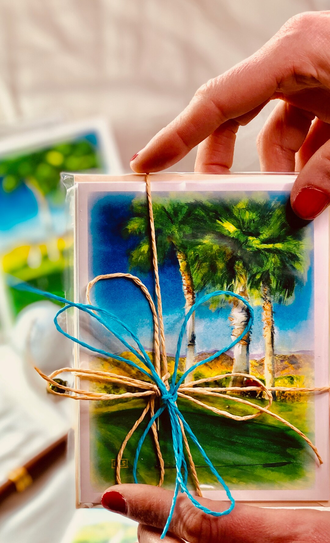 Golf Course Watercolor Notecards | Palm Tree Art - Etsy