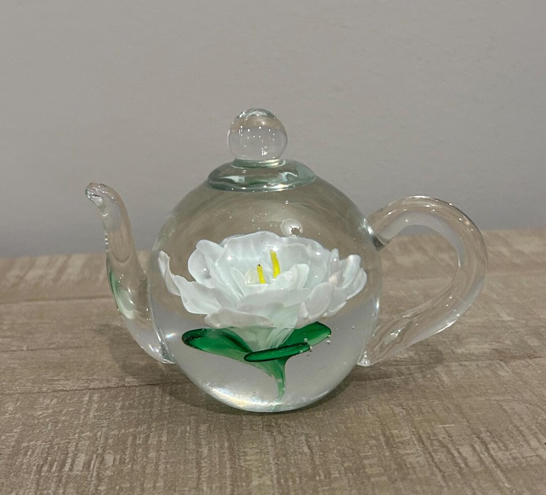 Hand-blown Art Glass Teapot Paperweight by Dynasty Gallery With Encased ...