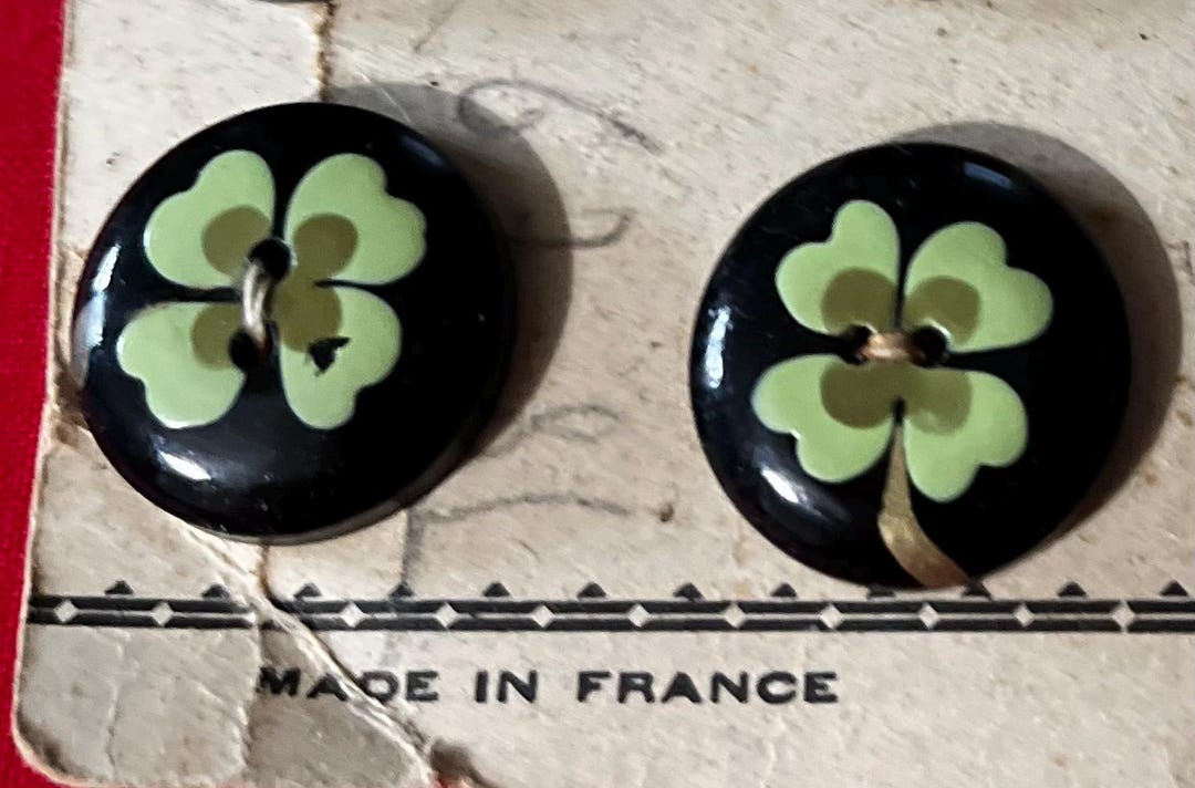 Vintage French Shamrock Buttons, 1930s-1950s, Made in France, Set of 6 ...