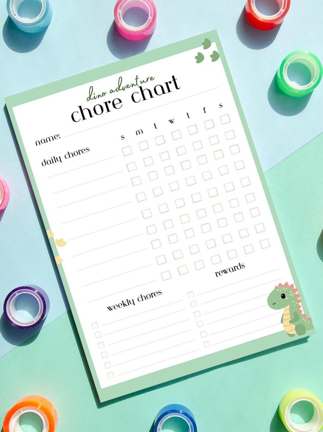 Printable Dino Adventure Chore Chart for Boys | Fun Kids Responsibility ...