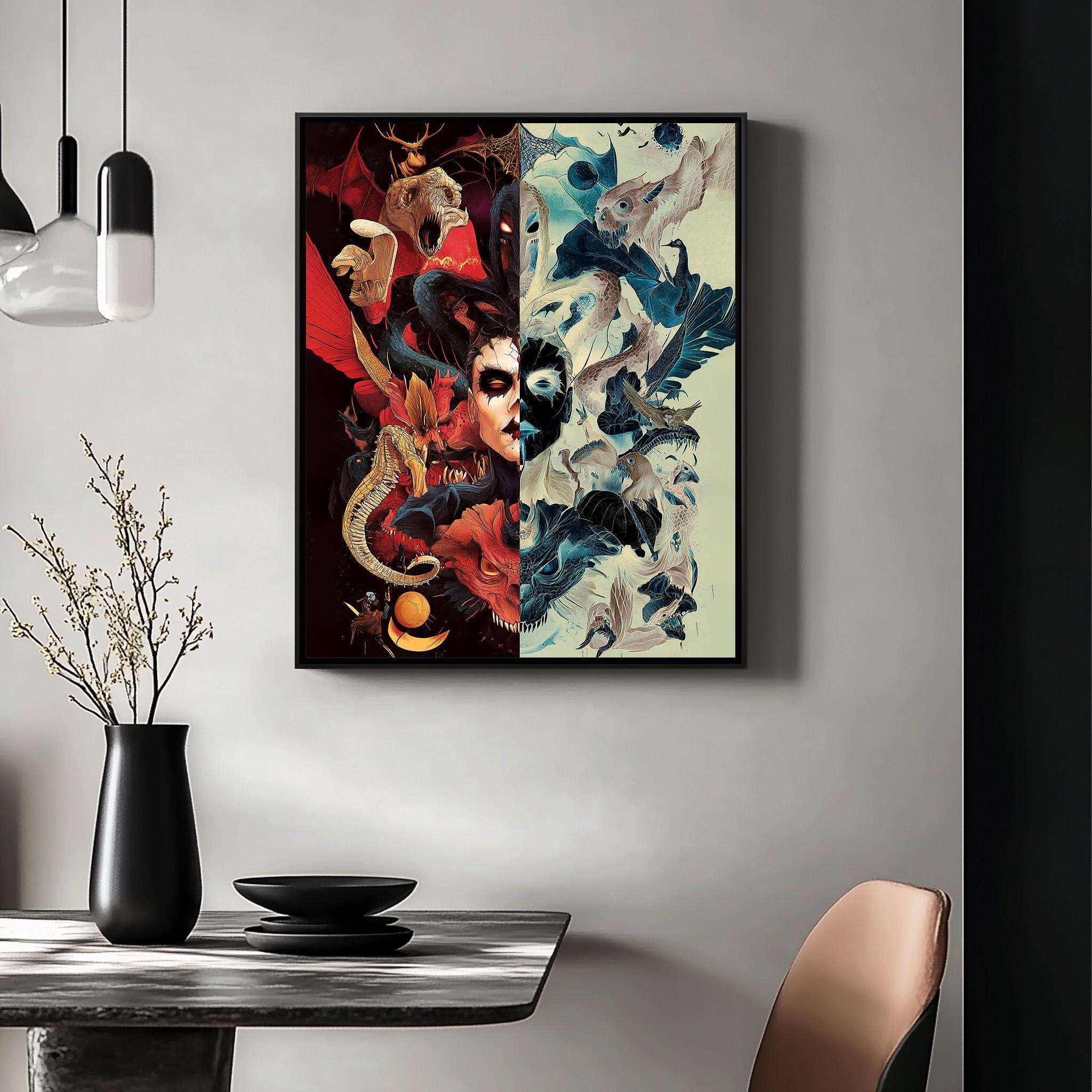 Dual Color Poster, Gothic Art, Creepy Haunted Poster, Vintage Clown Art ...