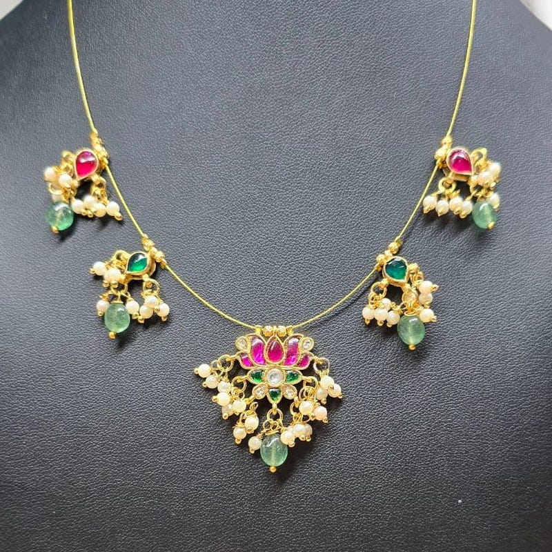 Jadau Lotus Necklace Set - Etsy