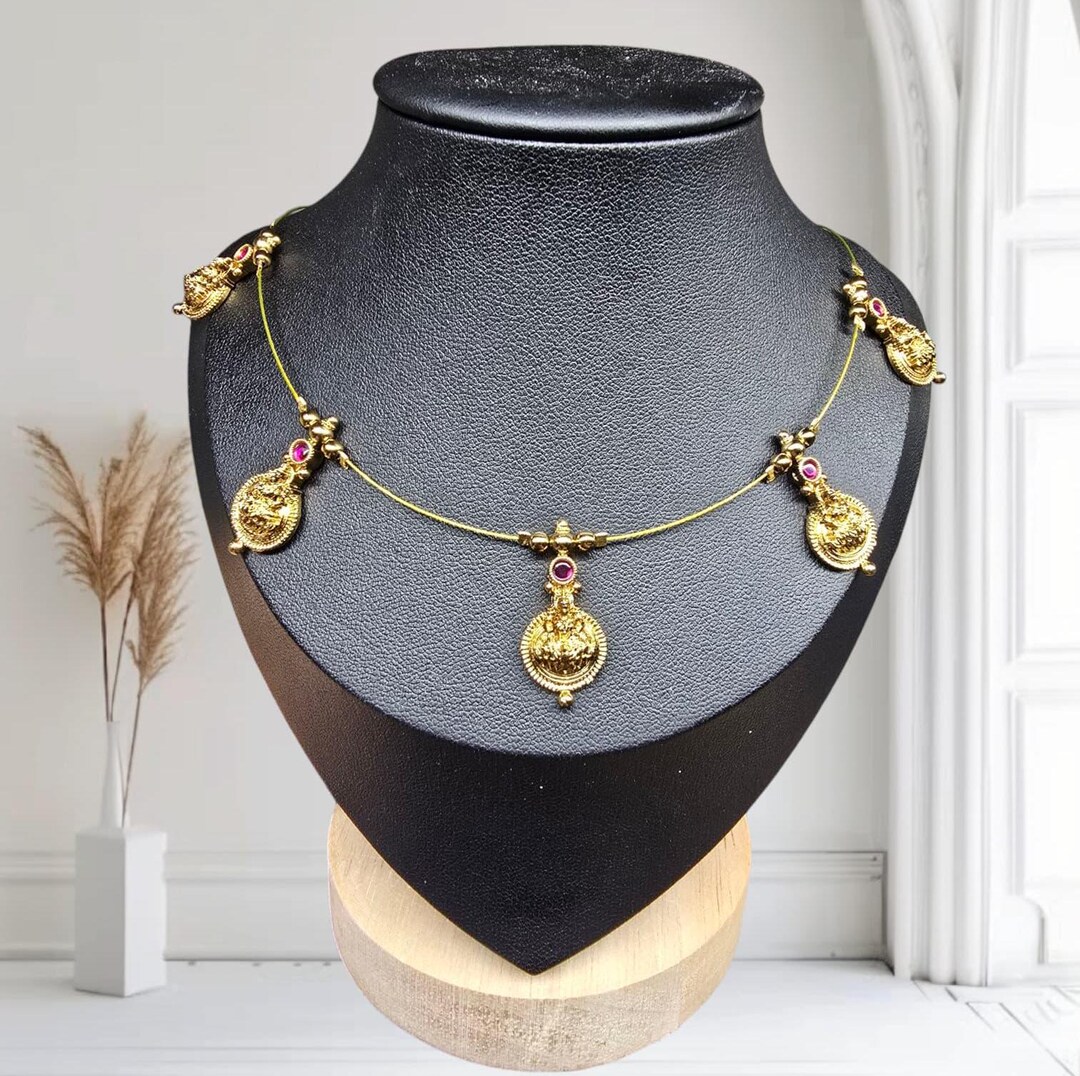 Antique Lakshmi Traditional Invisible Necklace - Handmade/ Necklace ...