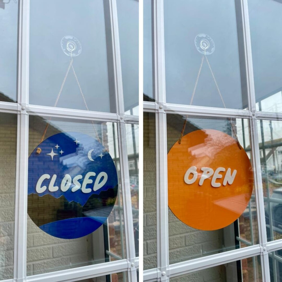 Open and Closed 2-side Shop Sign | Personalised Colours | Business ...
