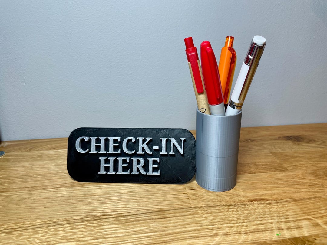 Reception Check-in / Sign-in Here Sign and Pen Pot | Hotel Front Desk ...