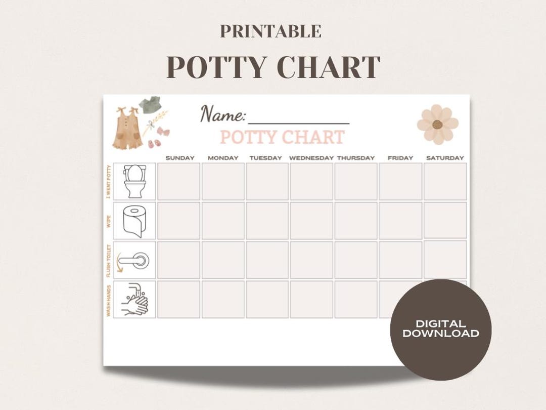 Potty Training Chart, Potty Chart, Boho Potty Chart, Montessori Potty ...