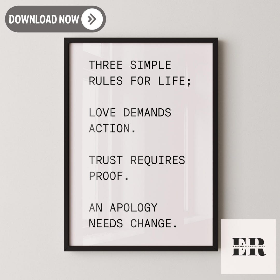 Three Simple Rules for Life Print – Motivational Office Decor (instant ...