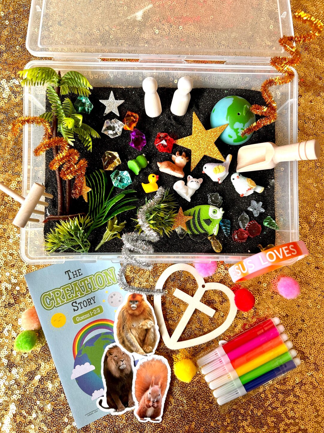 Creation Story Sensory Bin, Busy Bin, Pretend Play, Sensory, Sand Tray ...