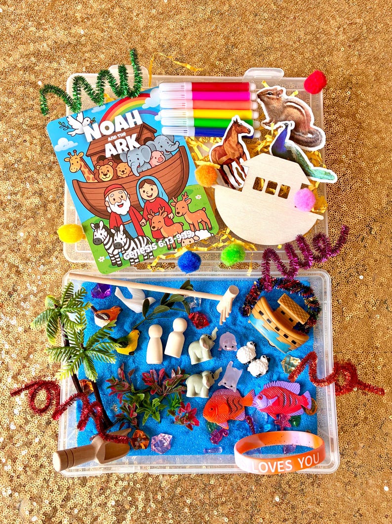 Noah's Ark Sensory Bin, Bible Story Pretend Play - Etsy