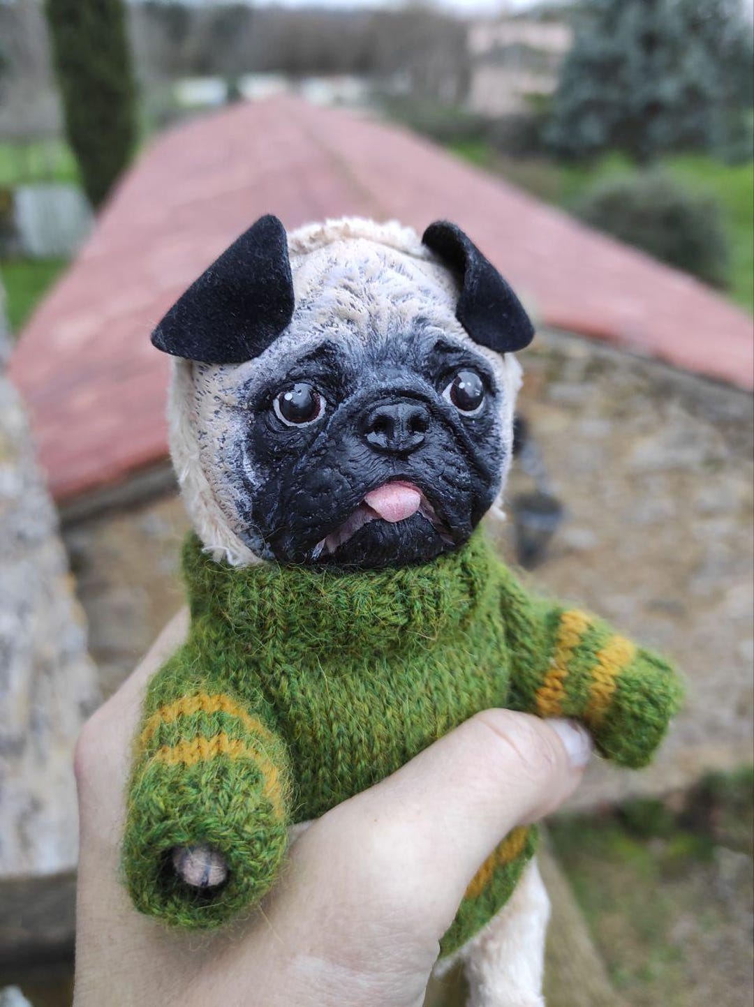 Handmade Realistic Pug Dog Figure - Cute Mini Dog Lover Gift for Her ...