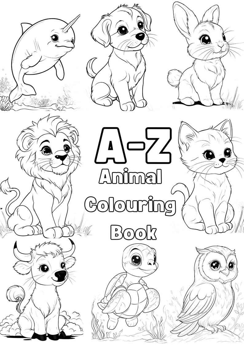 A-Z Animal Colouring Book - Etsy
